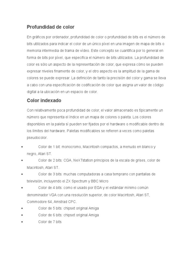 Profundidad de Color | PDF | Píxel | Modelo de color Rgb