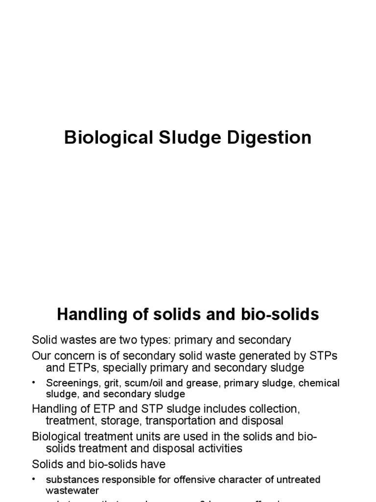Biological Sludge Stabilization or Digestion | Anaerobic Digestion ...