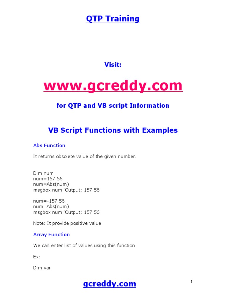 VB Script String Functions | PDF | String (Computer Science) | Subtraction