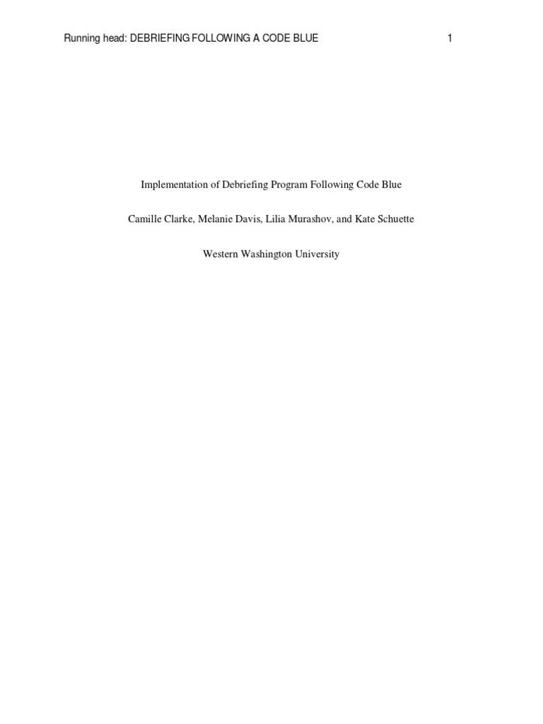 Debriefing After Code Blue | PDF | Cardiopulmonary Resuscitation ...