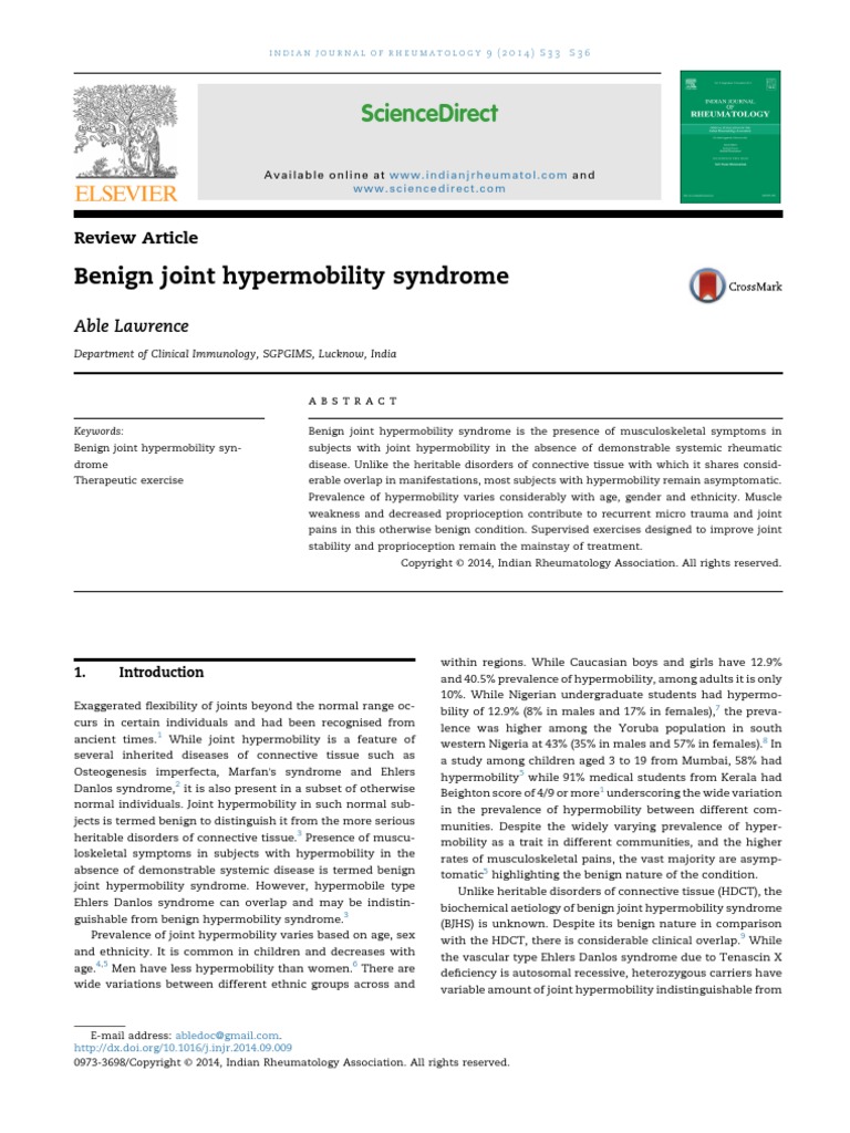 Benign Joint Hypermobility | PDF | Dance Science | Clinical Medicine