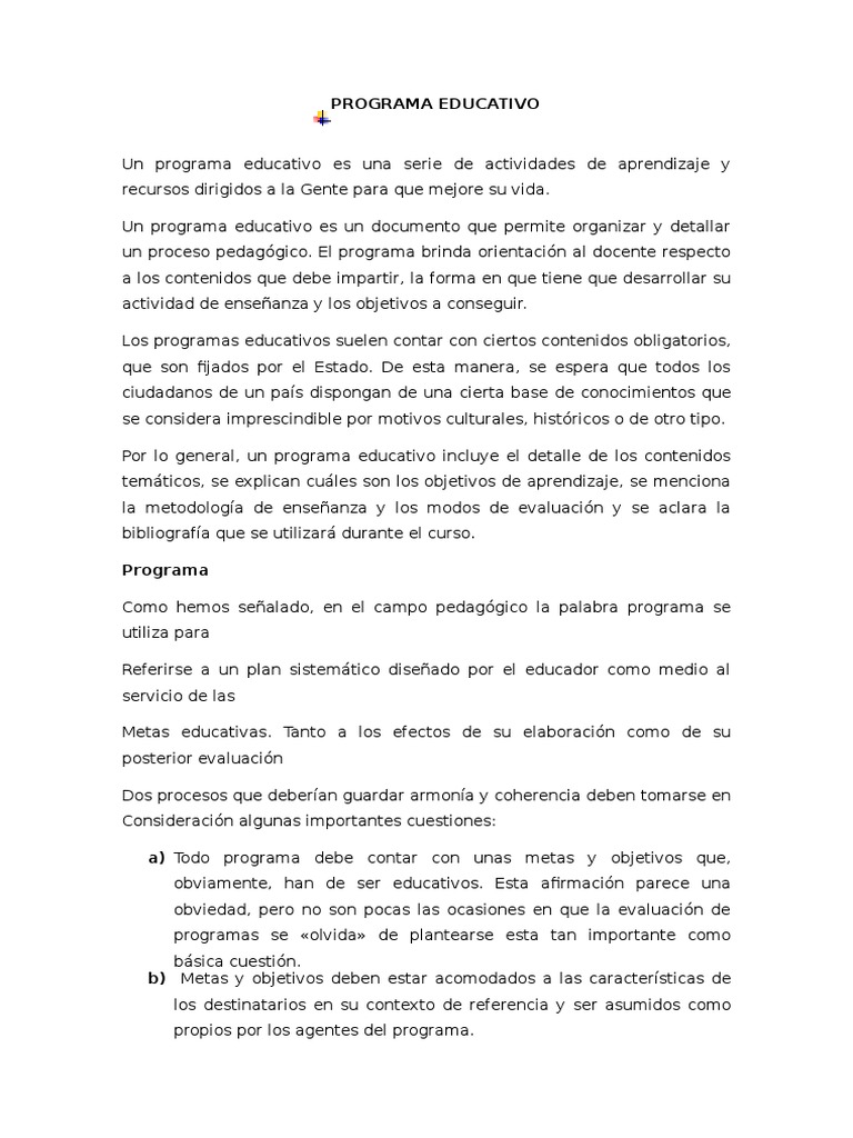 Definición de Programa Educativo | PDF | Pedagogía | Aprendizaje