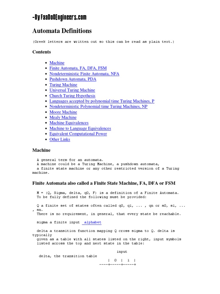 Fa, Nfa, Dfa | PDF | Discrete Mathematics | Mathematical Logic Fa, Nfa, Dfa | PDF | Discrete Mathematics | Mathematical Logic