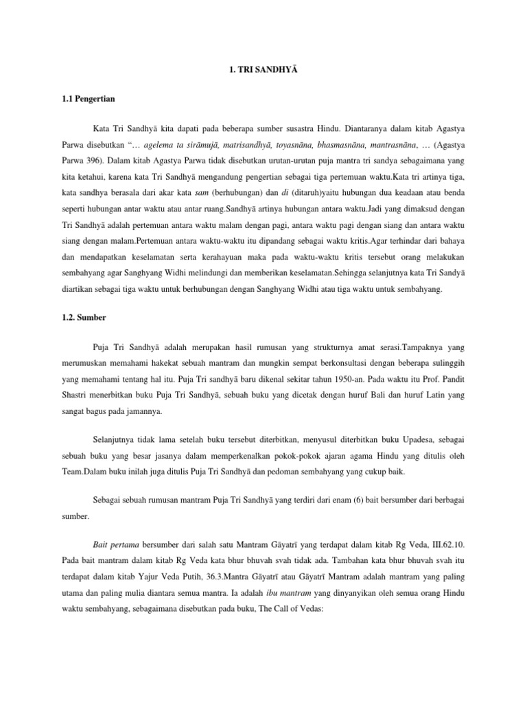 Konsep Sembahyang - Tri Sandya | PDF