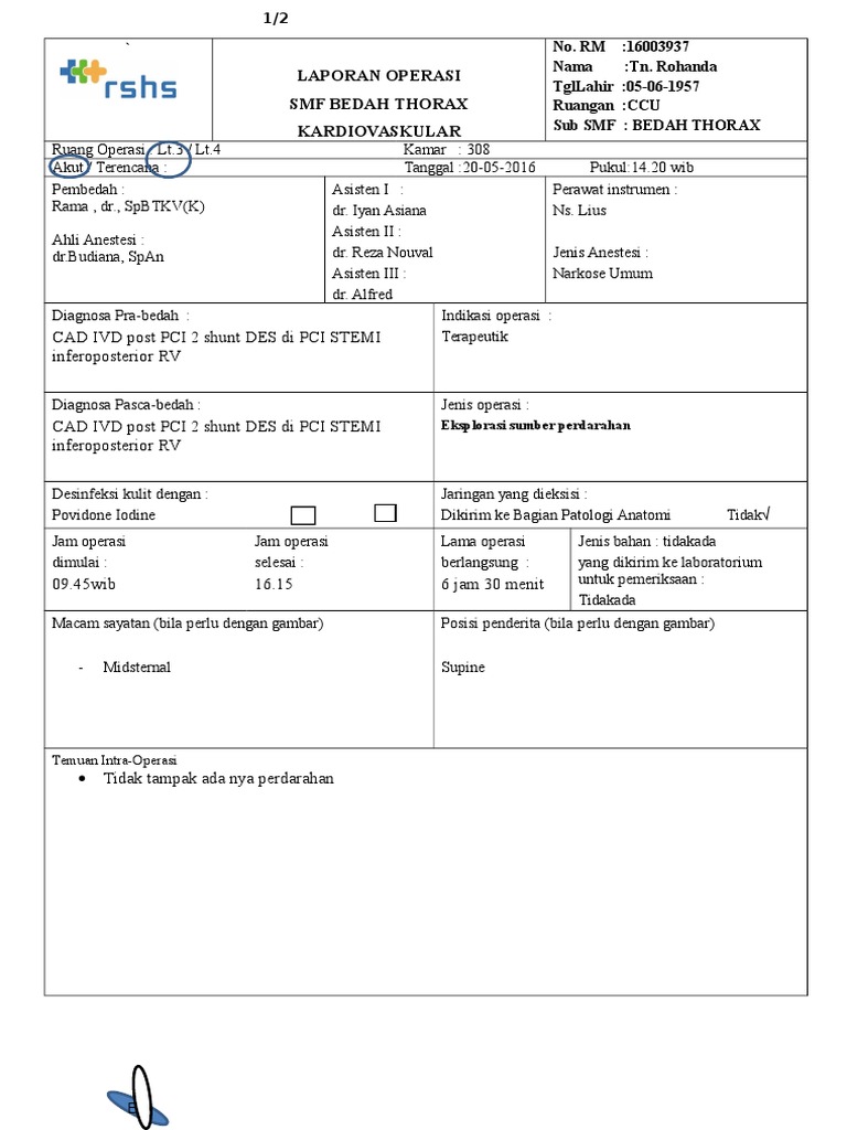 Laporan Operasi CITO | PDF