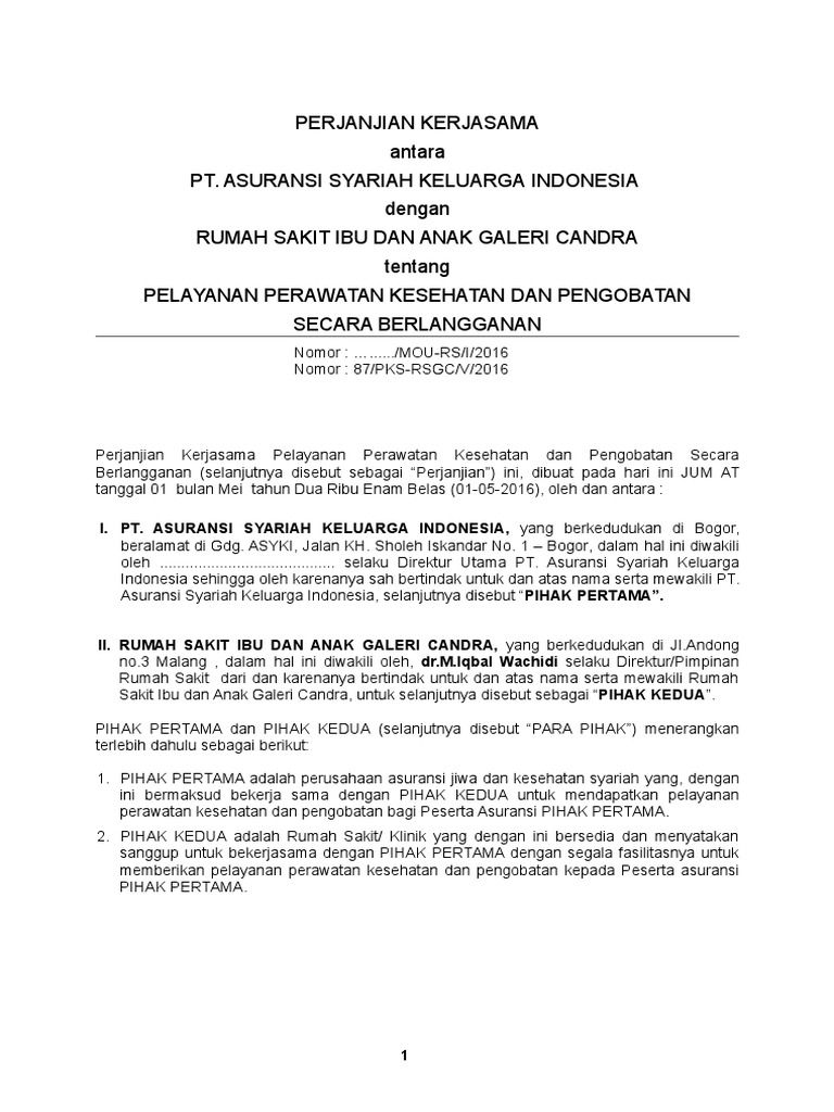 ASYKI - Draft PKS Provider Rumah Sakit | PDF | Sains & Matematika