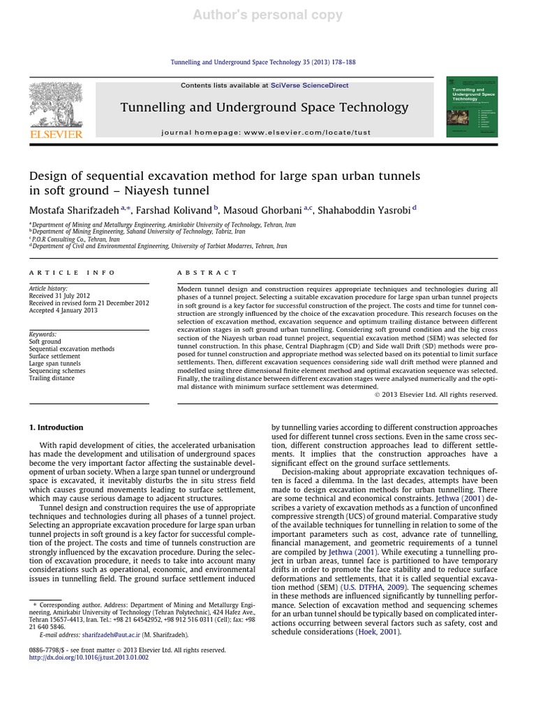 Design of Sequential Excavation Method F | Download Free PDF | Tunnel ...
