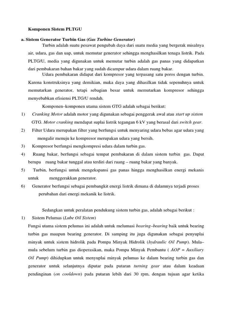 Komponen Sistem PLTGU | PDF