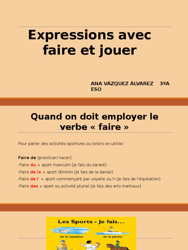 Expressions avec faire et jouer | PDF | Arts du langage et discipline