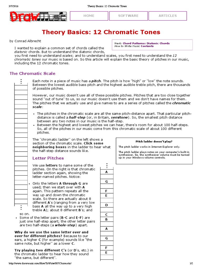 Theory Basics - 12 Chromatic Tones PDF | PDF | Pitch (Music) | Scale ...