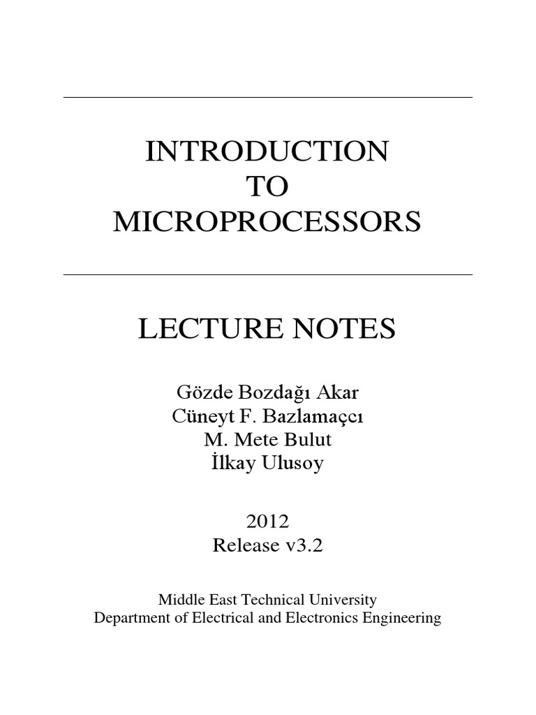 Introduction To Microprocessors Lecture Notes On The Motorola M68hc11 Microcontroller Pdf