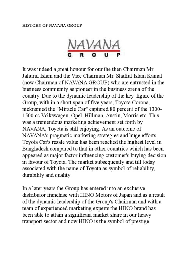 History of Navana Group | PDF | Toyota | Car
