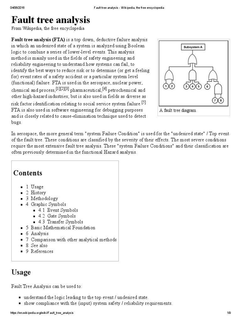 Fault Tree Analysis - Wikipedia, The Free Encyclopedia | PDF | Systems ...