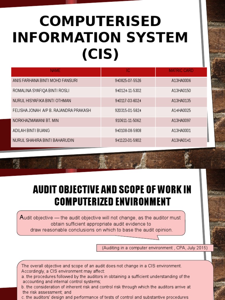 Computerised Information System (CIS) | PDF | Financial Audit | Audit