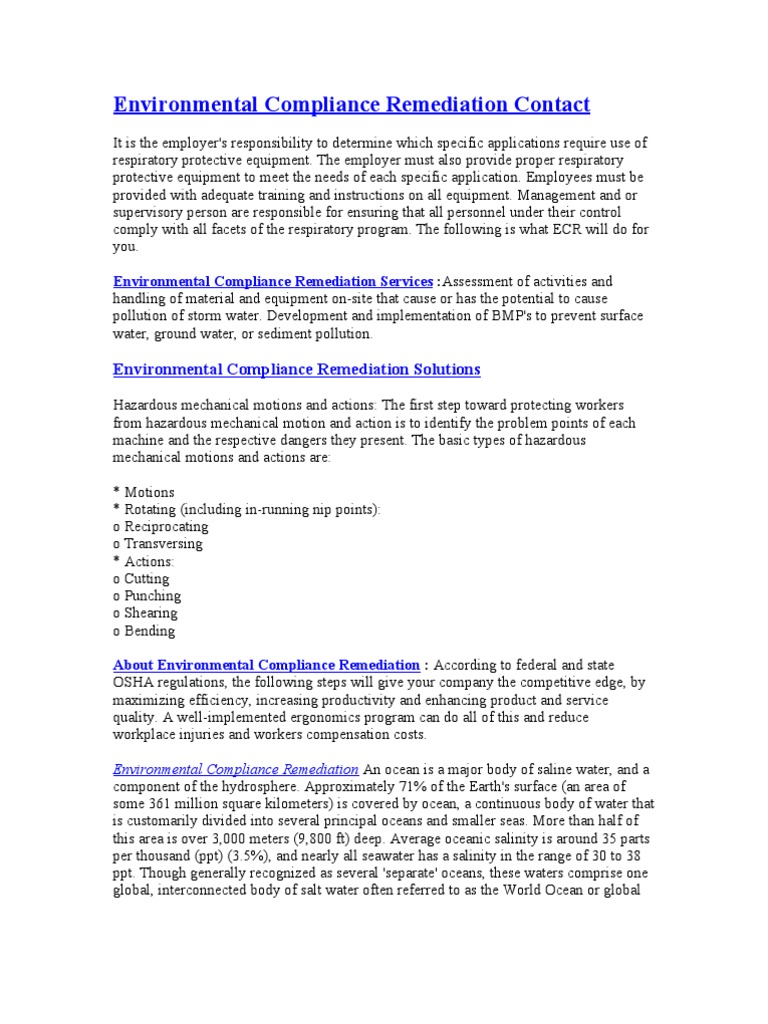 Ecr Inc Pdf Oceans Environmental Remediation