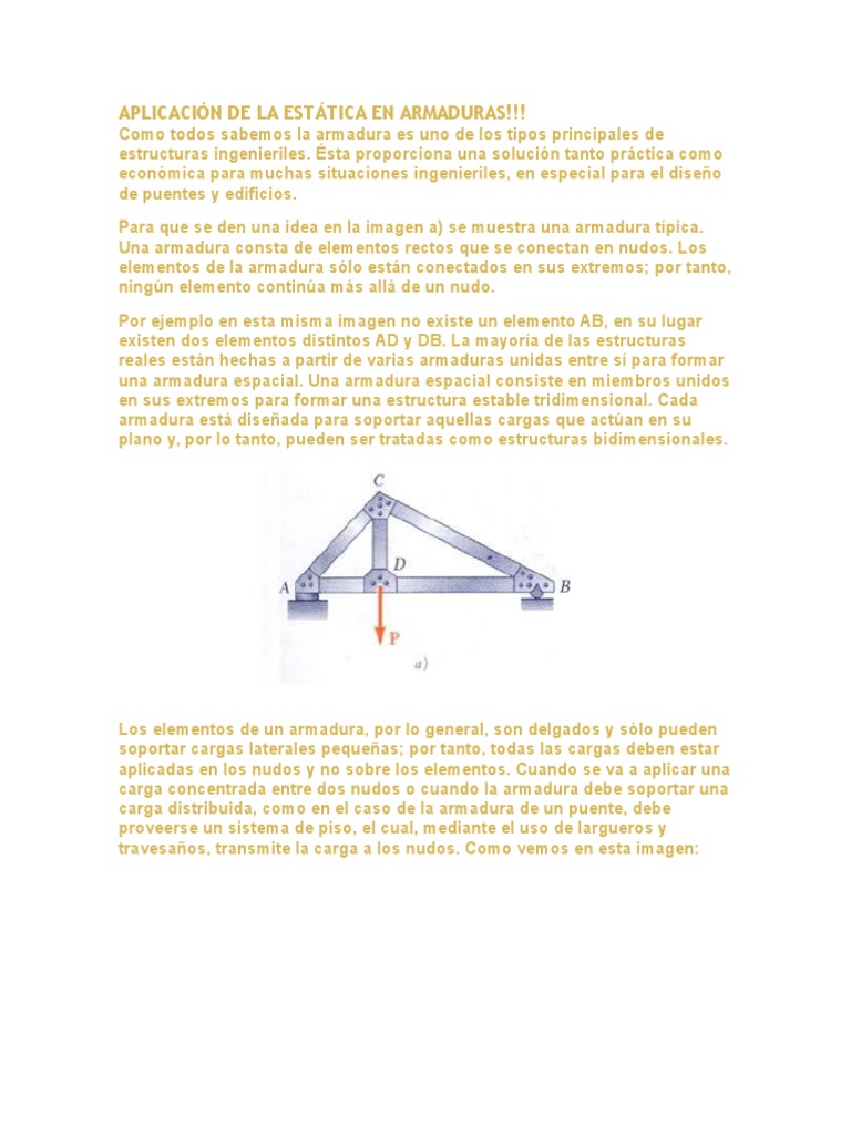 Aplicación de La Estática en Armaduras | PDF | Braguero | Fuerza