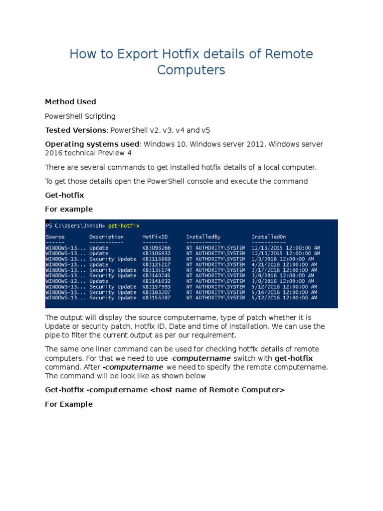 How To Export Hotfix Details of Remote Computers | PDF | Computer File ...