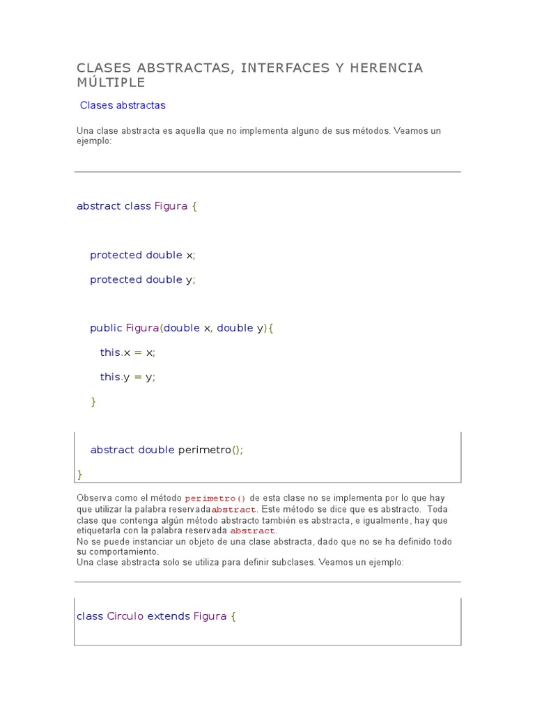 11 Clases Abstractas Interfaces y Herencia Multiple | PDF | Herencia (Programación Orientada a ...