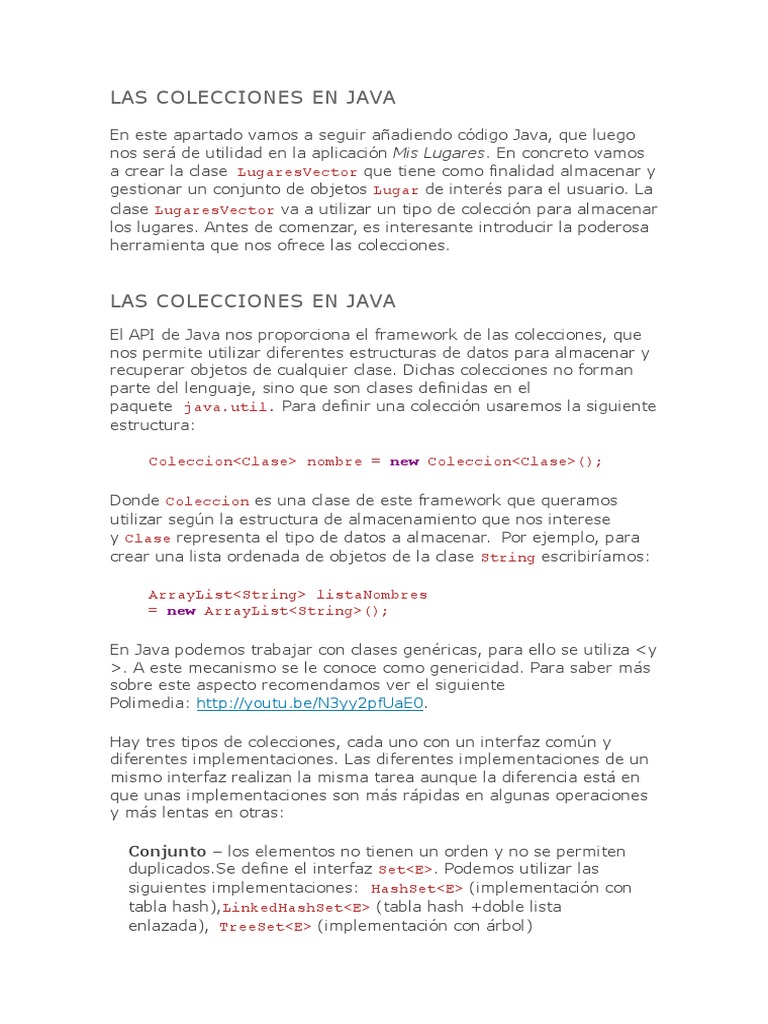 13 Colecciones en Java | PDF | Java (lenguaje de programación) | Objeto (informática)