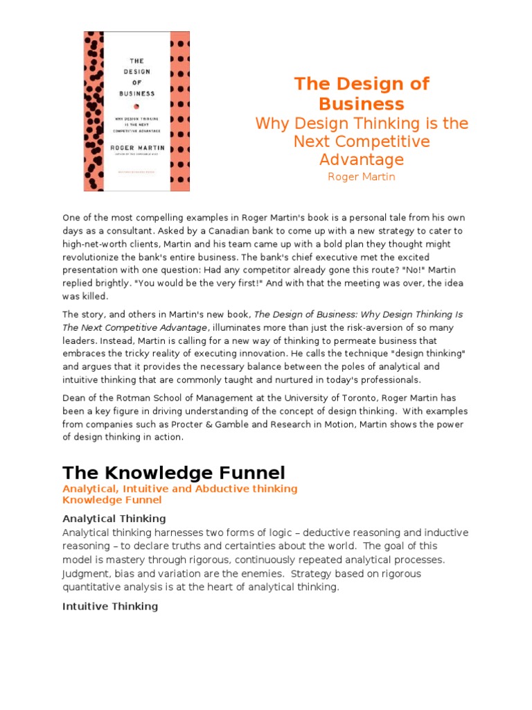 The Design of Business Book Summary | PDF | Reliability Engineering ...