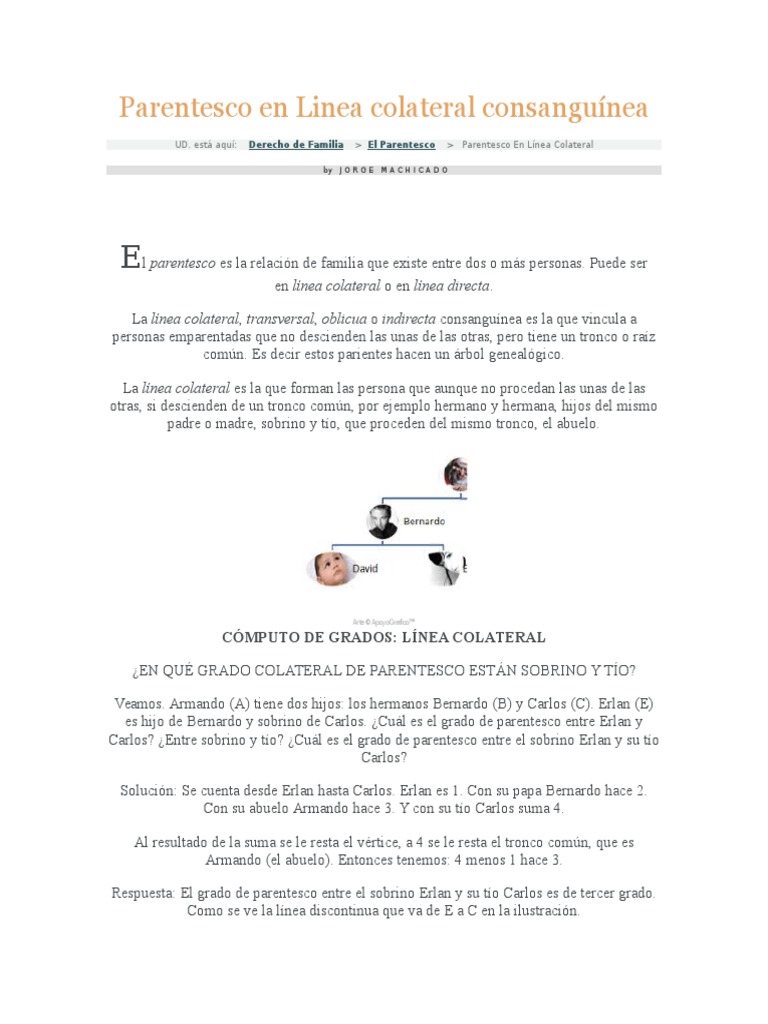Parentesco en Linea Colateral Consanguínea Con Tabla | PDF