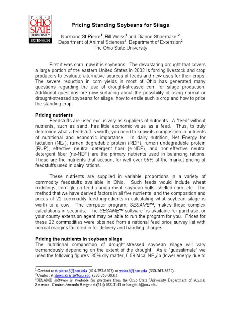 Pricing Standing Soybeans For Silage-Revised | PDF | Wheat | Soybean