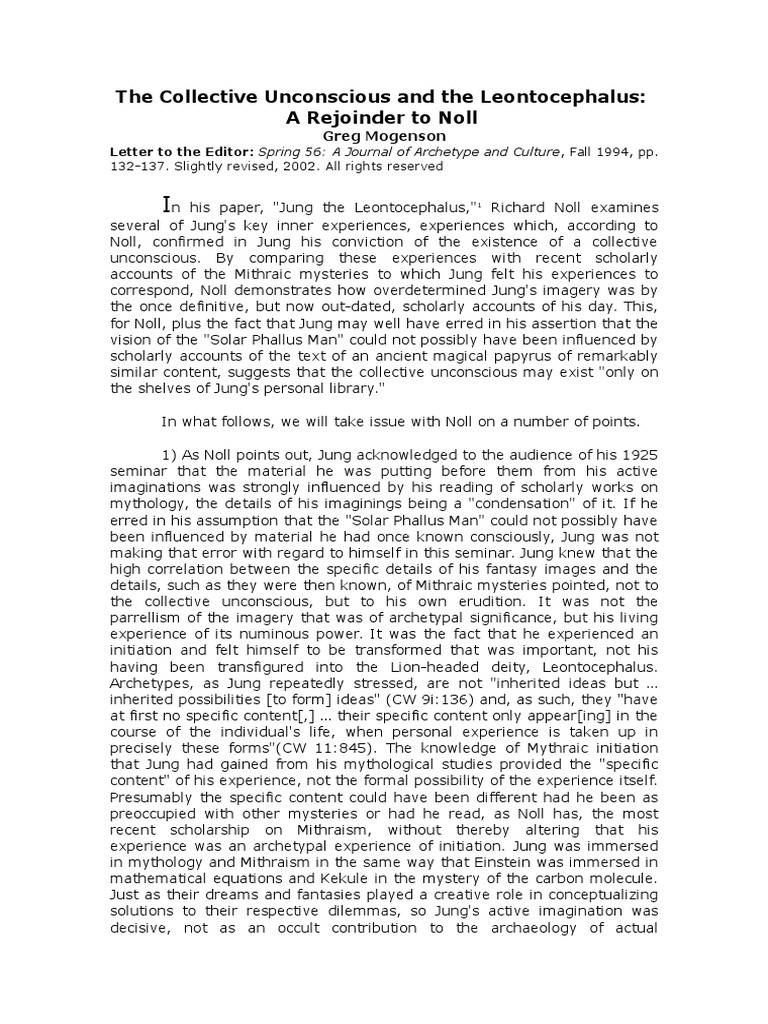 Jung's Leontocephalus and Collective Unconscious | PDF | Carl Jung ...