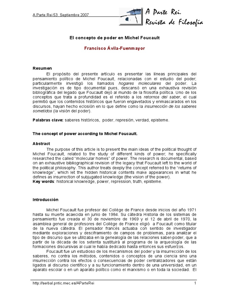 El Concepto de Poder en Michel Foucault | PDF | Business