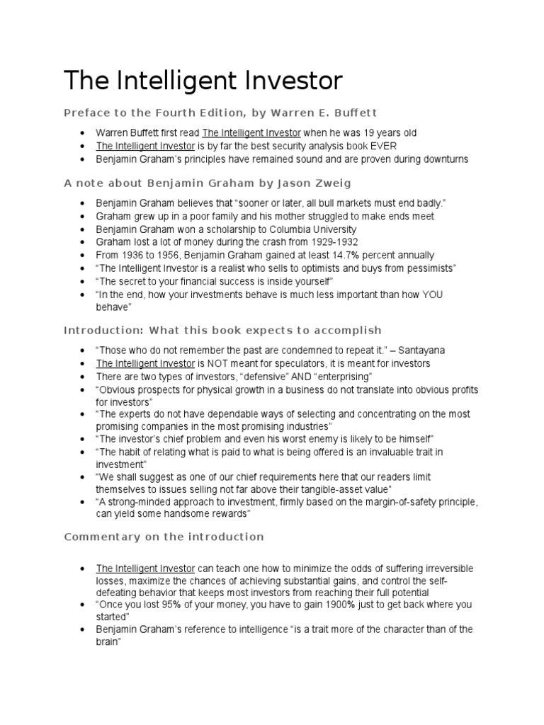 The Intelligent Investor Notes | PDF | Bonds (Finance) | Investing