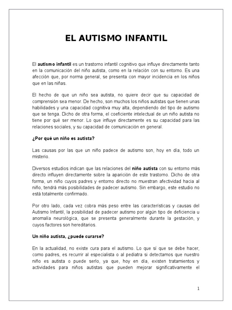 El Autismo Infantil | PDF | Autismo | Síndrome de Down