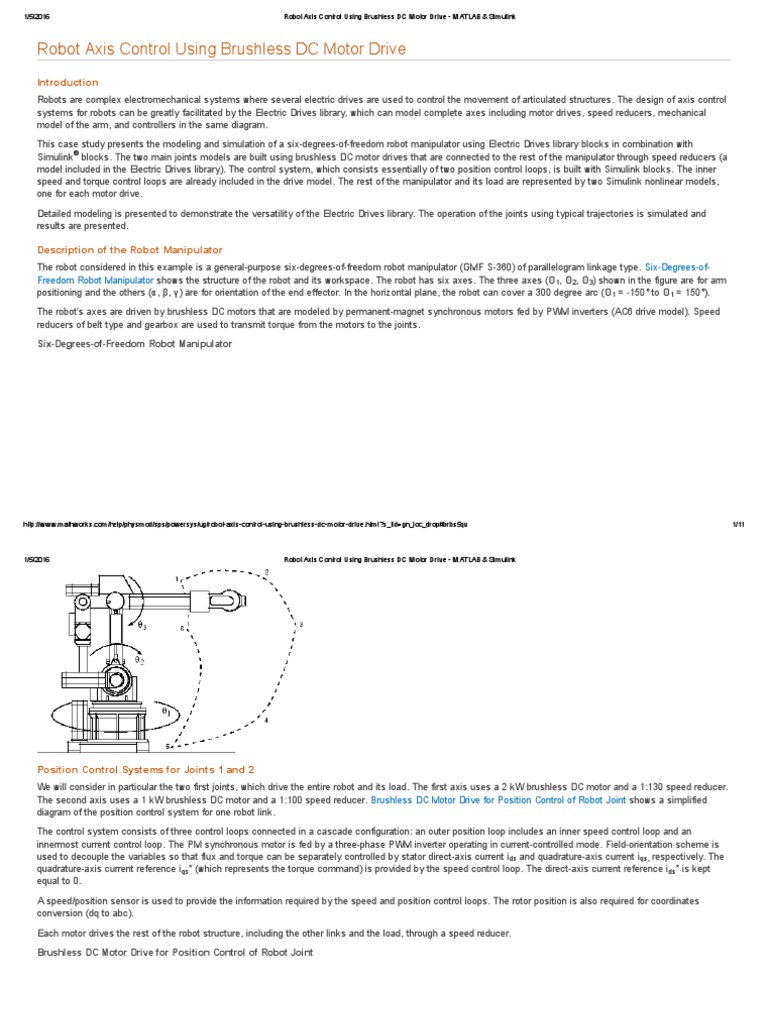 Robot Axis Control Using Brushless DC Motor Drive - MATLAB & Simulink ...