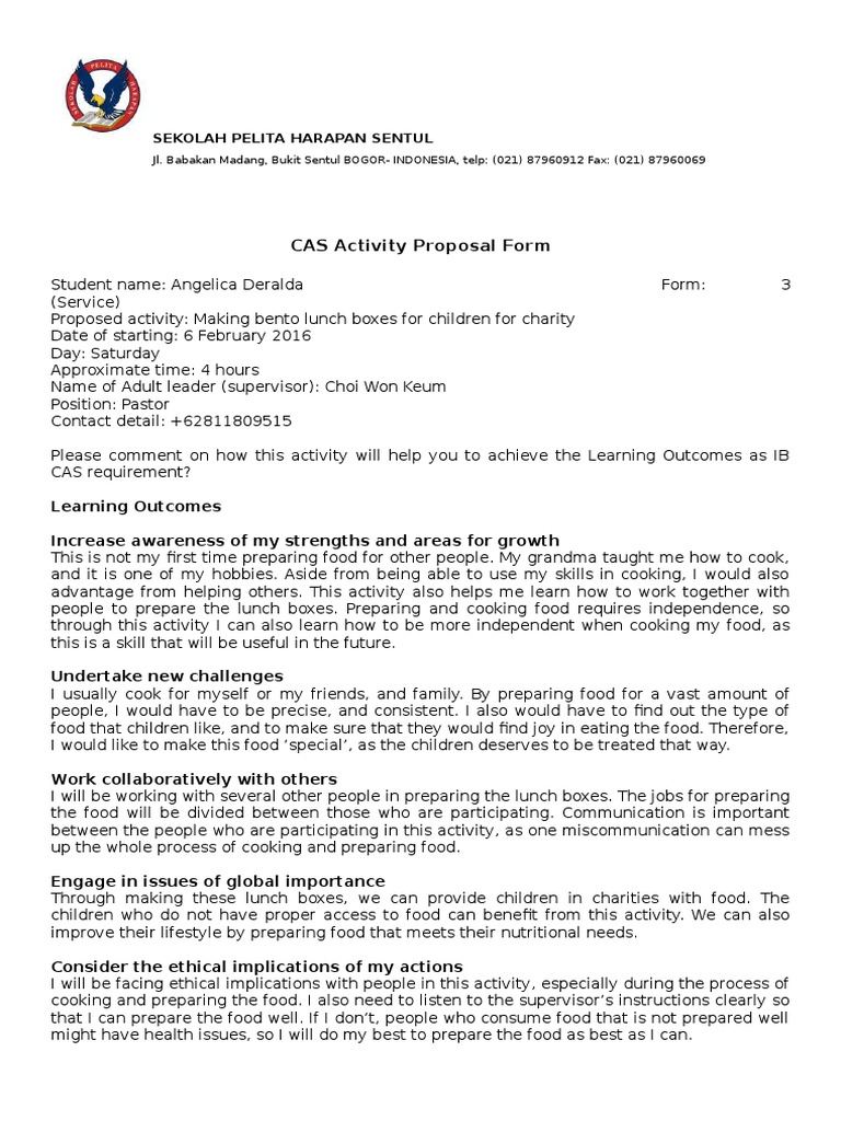 CAS Proposal for Charity Lunch Boxes | PDF | Foods | Communication
