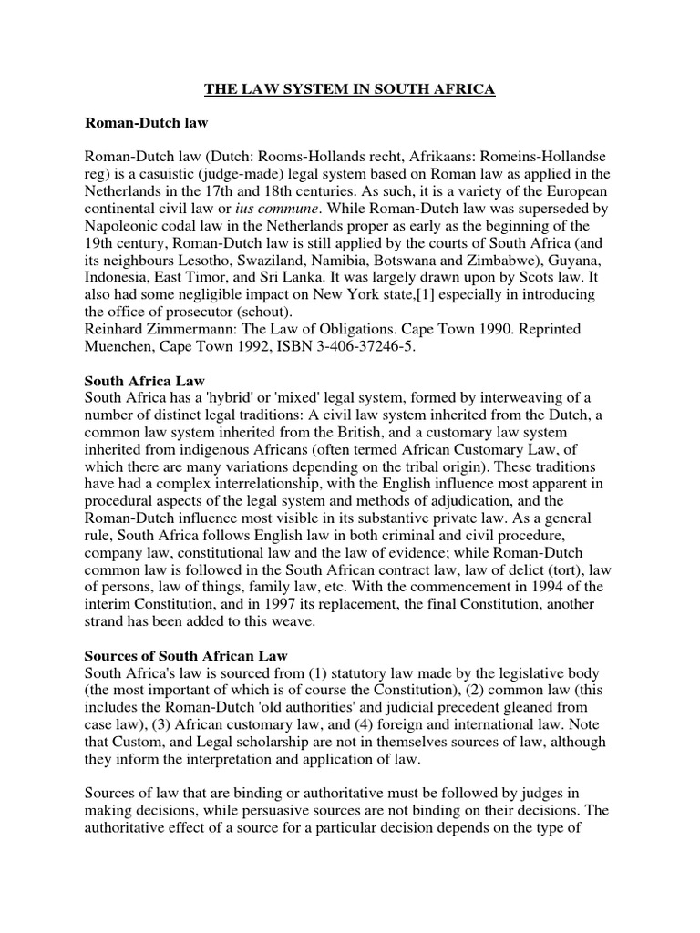 The History of Sa Law Law of Contract | PDF | Precedent | Public Policy ...