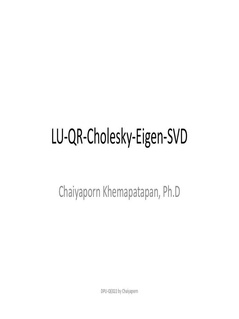 LU QR Cholesky Eigen SVD | PDF