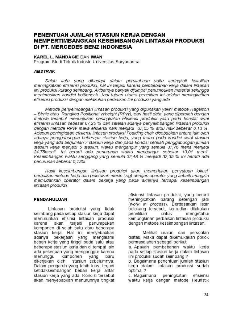 Line Balancing Metode RPW | PDF | Teknologi & Rekayasa