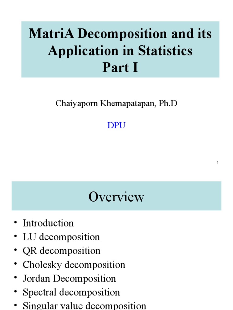 Matrix Decomposition and Its Application Part I | PDF | Matrix ...