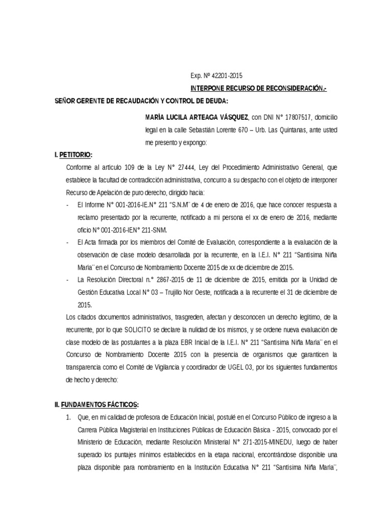 Recurso de Reconsideración | PDF | Ley procesal | Legislación