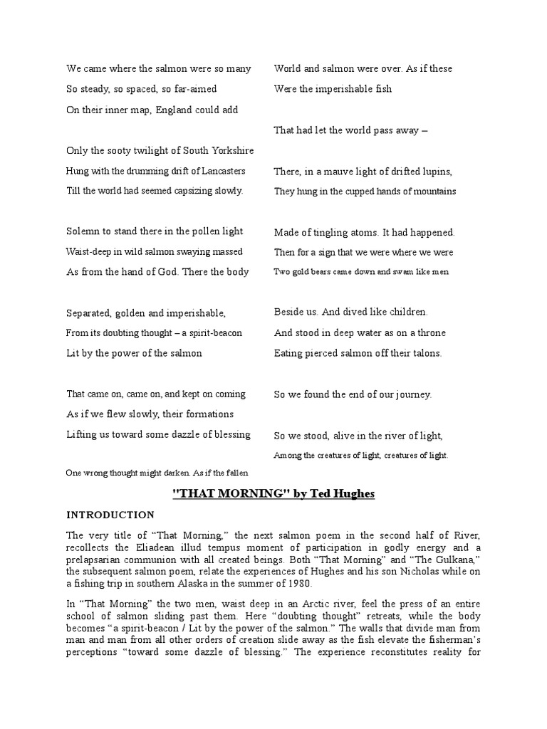 That Morning by Ted Hughes | Salmon