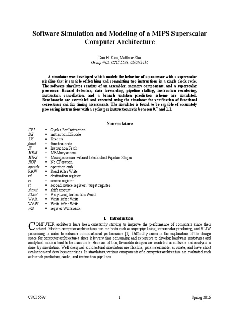 MIPS Superscalar Simulator | PDF | Central Processing Unit | Computer Architecture