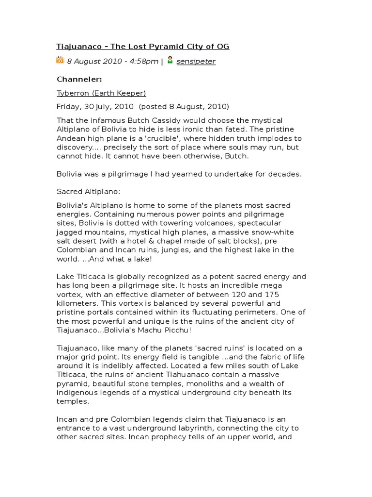 AA Metatron Tiajuanaco - The Lost Pyramid City of OG | PDF | Science ...