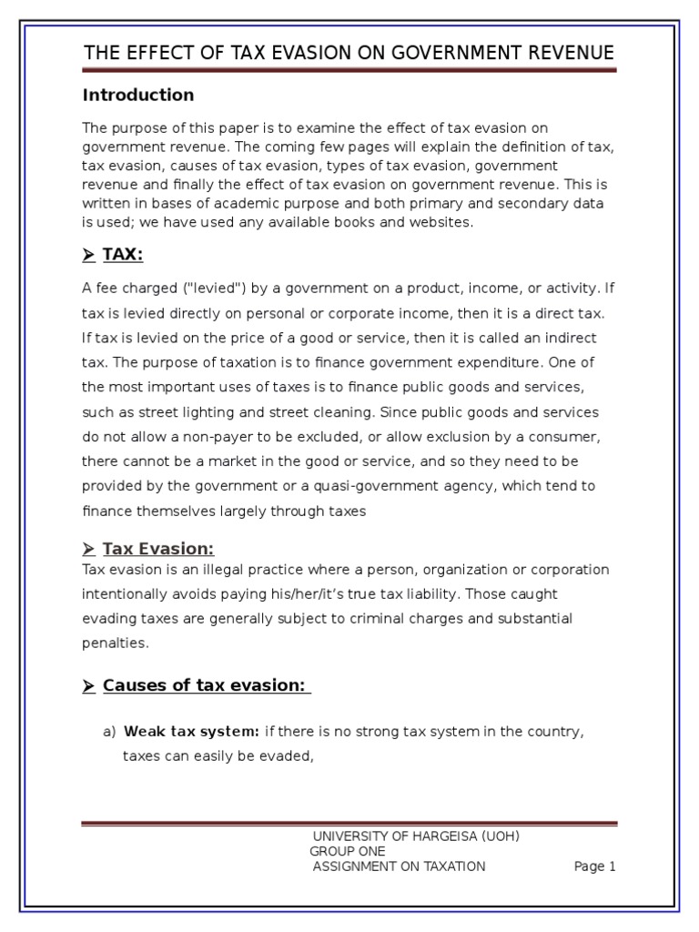 THE IMPACT OF TAX EVASION ON GOVERNMENT REVENUE: A CASE STUDY OF ...