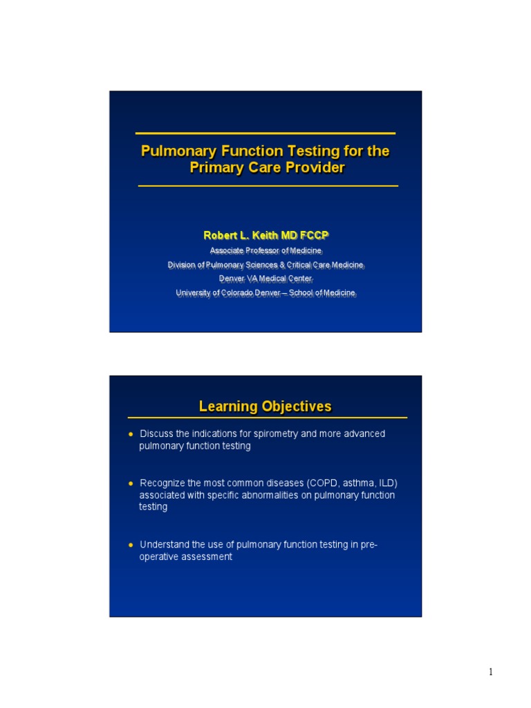 Pulmonary Function Tests | PDF | Chronic Obstructive Pulmonary Disease ...