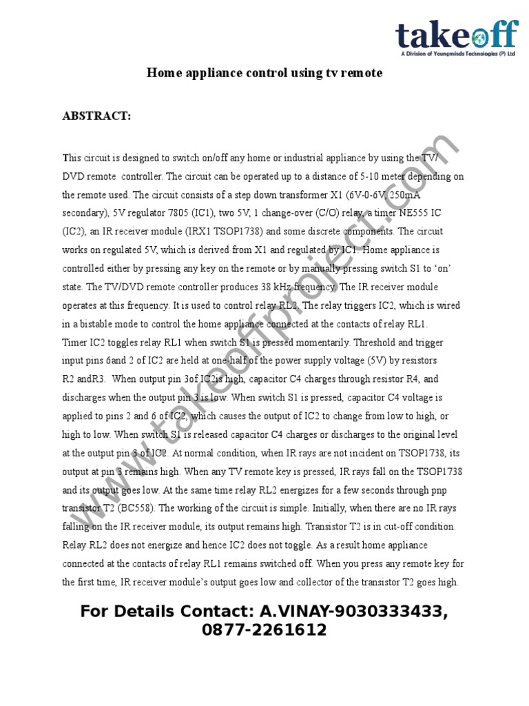 41.home Appliances Controlling Using TV Remote | PDF | Switch | Remote ...