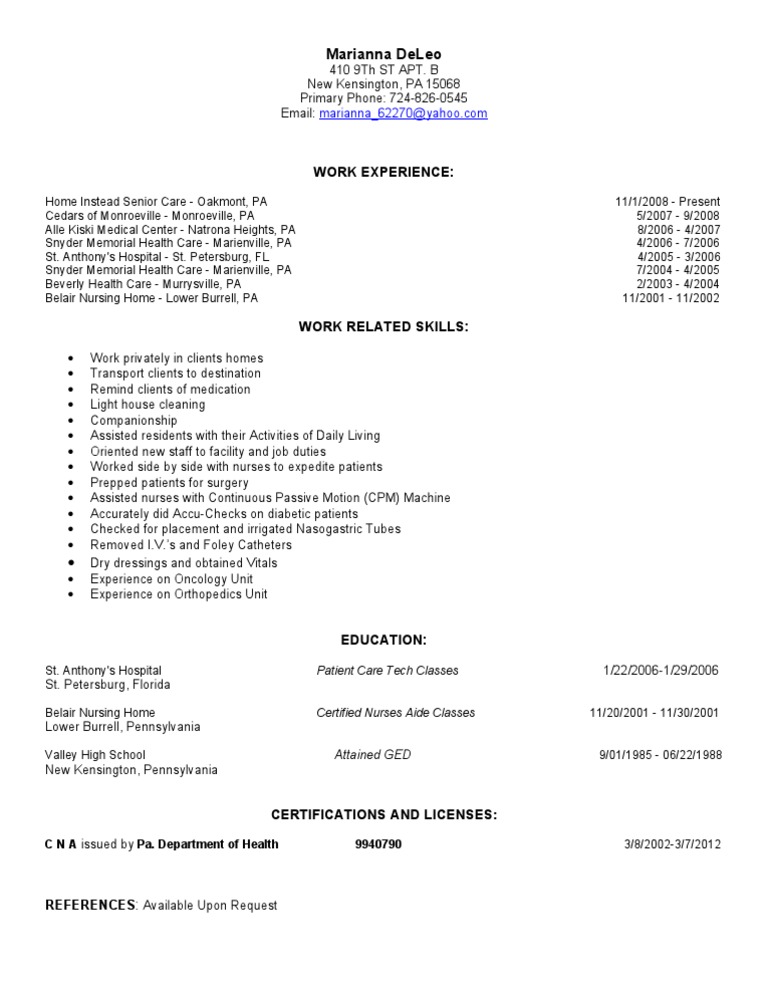 Resume of Marianna - 62270 | PDF