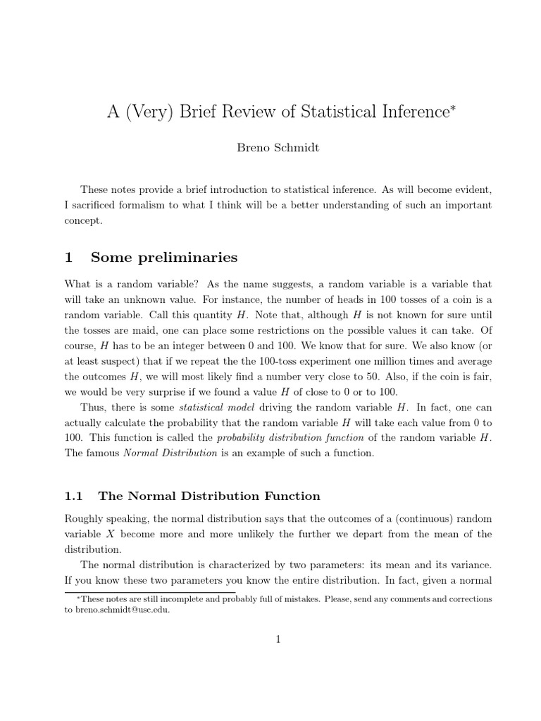 Stat Review | PDF | Bias Of An Estimator | Normal Distribution