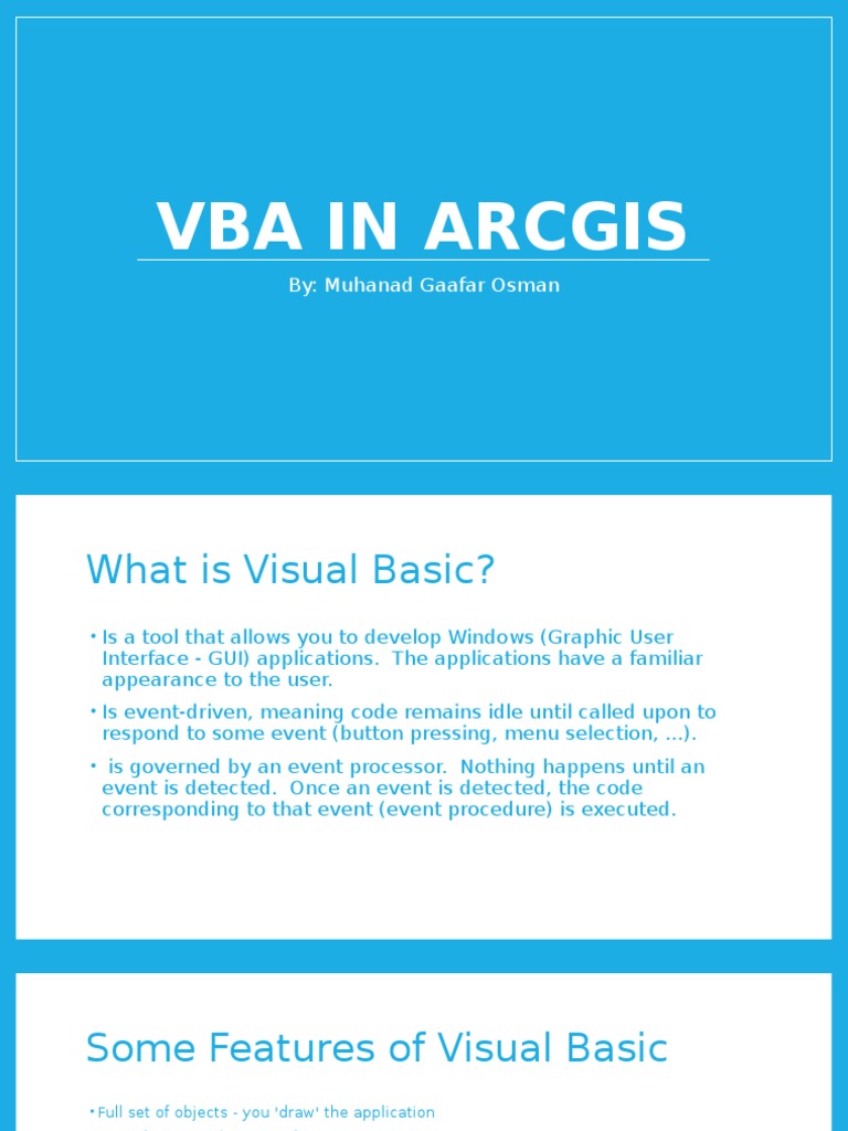 VBA in Arcgis-Muhanad | PDF | Visual Basic For Applications | Basic