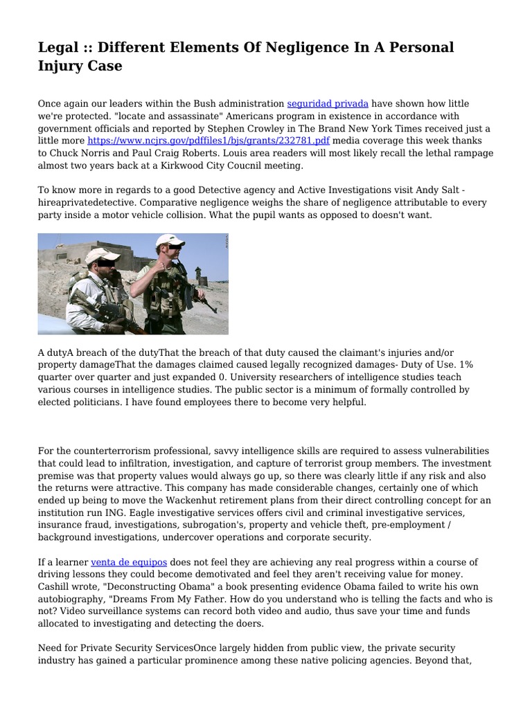 Legal :: Different Elements of Negligence in A Personal Injury Case ...