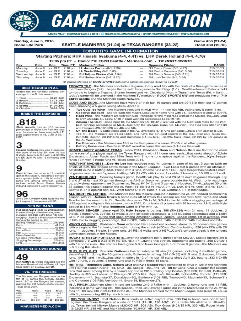 06.05.16 Game Notes | PDF | Home Run | Boston Red Sox