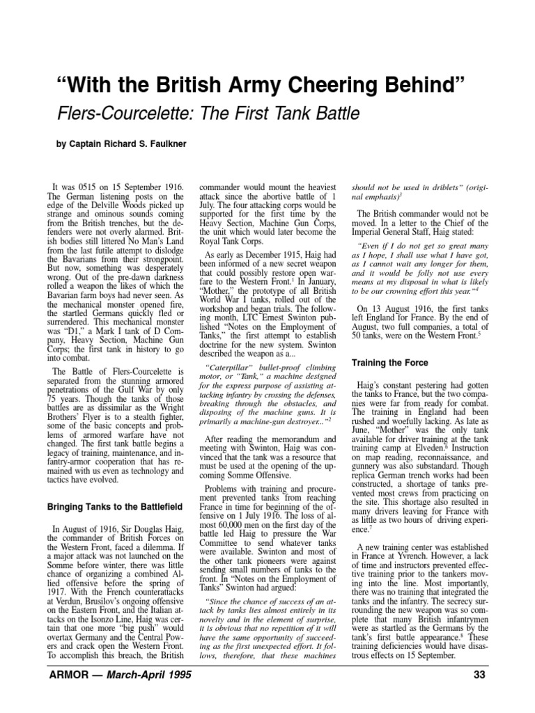 Flers-Courcelette - The First Tank Battle - Richard Faulkner | PDF ...