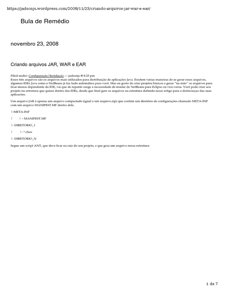 Criando Arquivos .Jar .War e .Ear e Explicando o Que Significa Cada Um ...